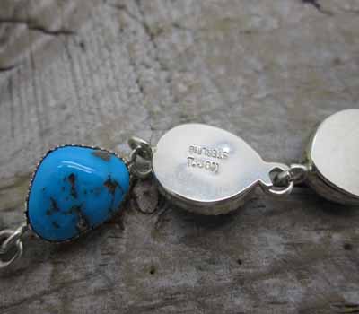 Silver and turquoise link bracelet,Native American bracelets at ...