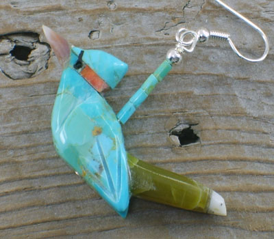 southwest style turquoise roadrunner earrings, animal earrings,cardinal ...